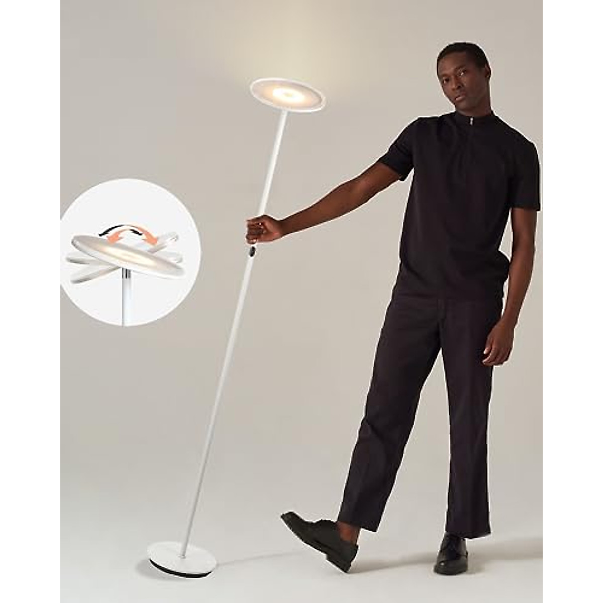 Brightech Sky LED Torchiere Super Bright Floor Lamp - Contemporary, High Lumen Light for Living Rooms and Offices - Dimmable, Indoor Pole Uplight for Bedroom Reading - White