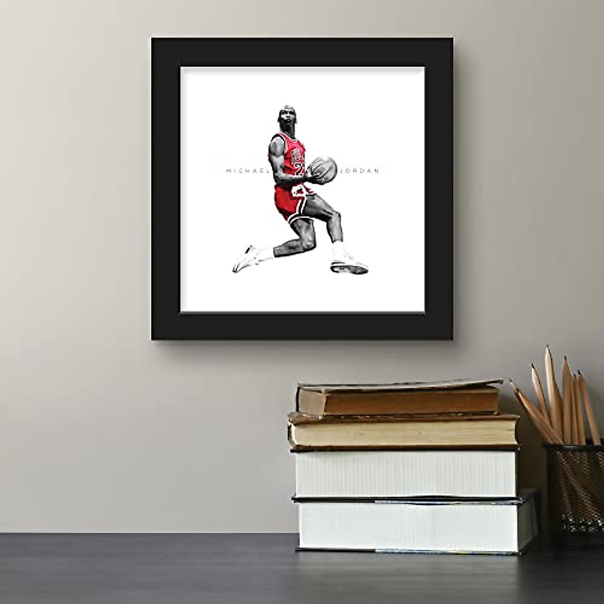 Trends International Gallery Pops Michael Jordan - Iconic Jordan Wall Art Wall Poster, 12" x 12", Black Frame Version