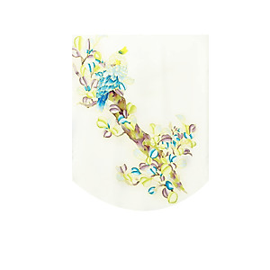 Kwedhonjh lady 100% silk pajamas, bat sleeve bathrobe - floral pattern (Peacock icon tooth white -a)