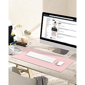 Non-Slip Desk Pad,Mouse Pad,Waterproof PVC Leather Desk Table Protector,Ultra Thin Large Desk Blotter, Easy Clean Laptop Desk Writing Mat for Office Work/Home/Decor(Pink, 31.5" x 15.7")