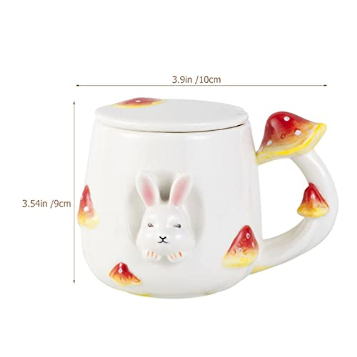 UPKOCH Care Package Ceramic Coffee Cups Rabbit Mug with Lid Water Cup Coffee Cup Coffee Mug with Rabbit Mushroom Milk Kawaii Cups Tea Mugs Gift for Adult Home Office Sympathy Gift