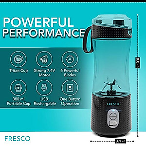 Portable Blender, Personal Size Blender for Shakes and Smoothies, Fruit Smoothie Blender, Milkshake – Juicer Mini Blender 4000 mAh USB Rechargeable with 6 Blades, Handheld use in Sports, Travel, Gym