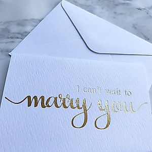 MAGJUCHE I Can't Wait to Marry You Wedding Day Card, to Your Bride or Groom, Gold Foil Notecard Love Note Before I Do