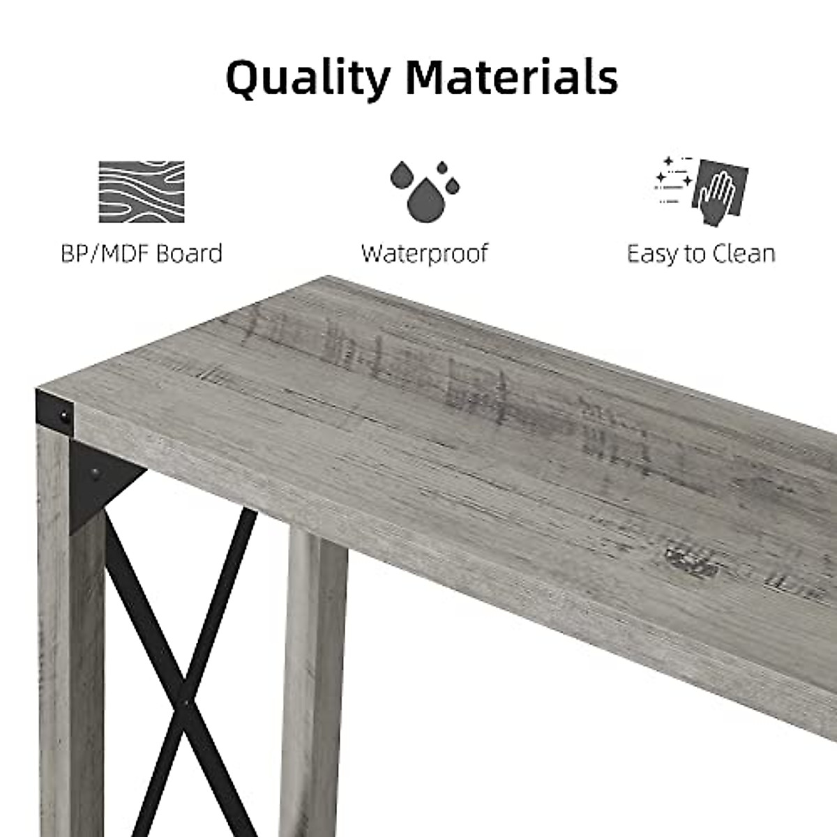 IDEALHOUSE 43 Inch Narrow Console Table, 2-Tier Wood Accent Sofa Table Furniture for Entryway, Living Room, Hallway, Easy Assembly (Grey, 43" X 11.8" X 30")…