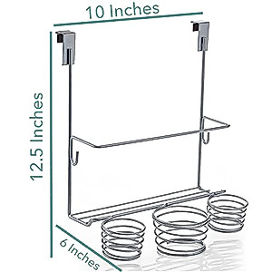 Home Intuition Hair Styling Station Organizer, Over The Cabinet Door (Silver)