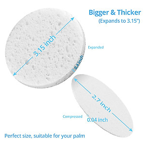Natural Facial Cleansing Sponges- 20 Count Compressed Facial Sponges Cellulose Reusable Soft Cosmetic Esponjas para Faciales for Professional Makeup Removal, Facials Spa, Exfoliator, Skin Massage
