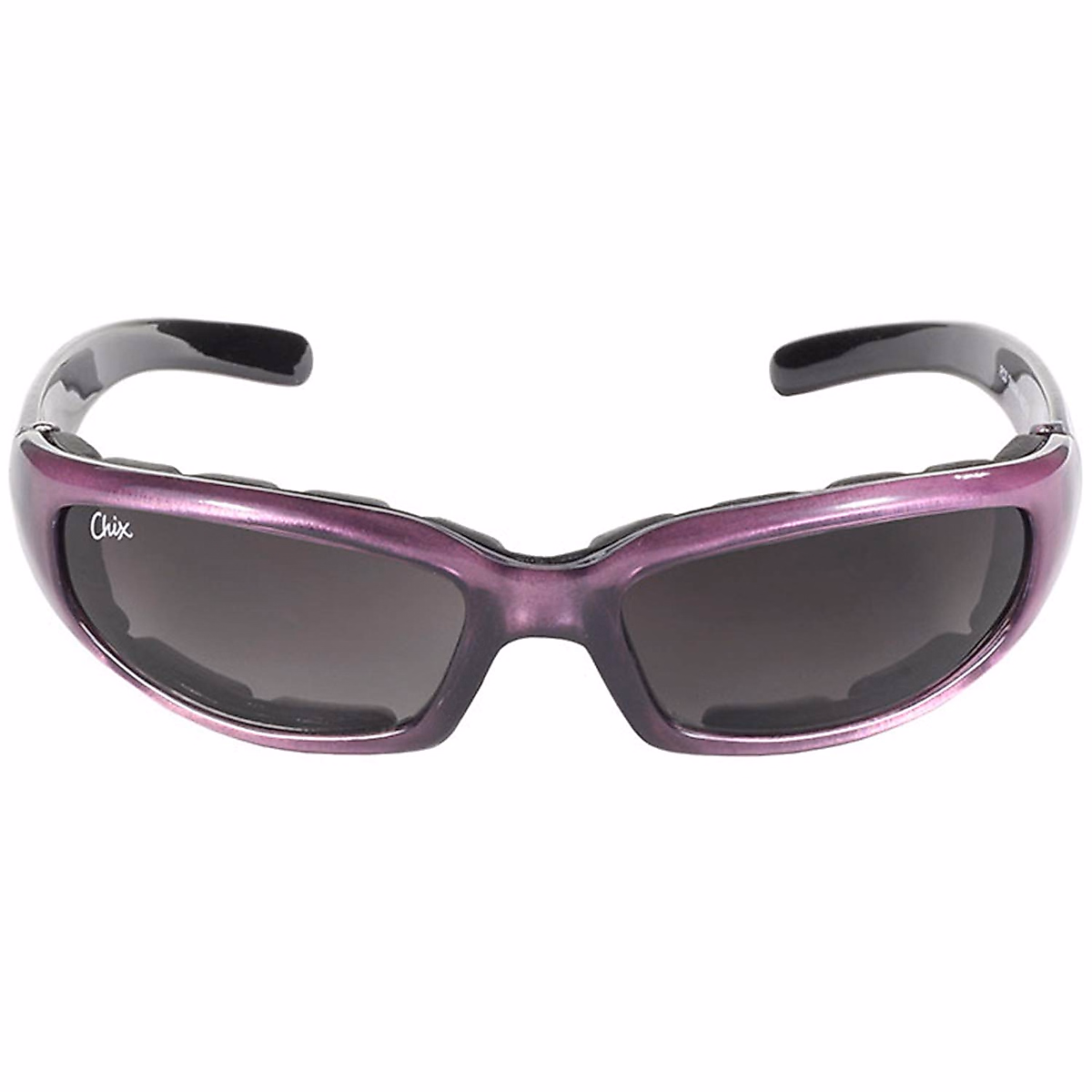 Chix 2 Pairs of Rally Women's Padded Motorcycle Sunglasses Purple Frames Clear & Grey Gradient Lenses