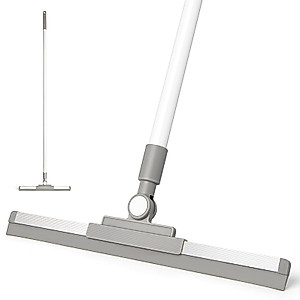 XXFLOWER Silicone Broom,Multifunction Magic Broom with Long Handle，Squeeze Broom Sweeping Water,Pet Hair Remover for Carpet,Kitchen,Bathroom Tile(Grey White)