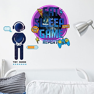 Gamer Room Decor Gaming Wall Decals Sticker, Boys Room Decals Video Game Decor Eat Sleep Game Wall Decal for Gamer Bedroom Playroom Decorations