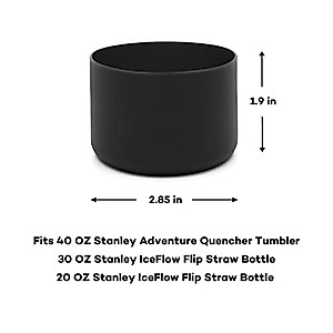 Silicone Boot for Stanley 40 oz Quencher Adventure Tumbler and IceFlow Flip 30 oz 20 oz, Stanley Cup Accessories Protector Bottom Sleeve Cover Bumper for Stanley 40 oz with Handle (Black)