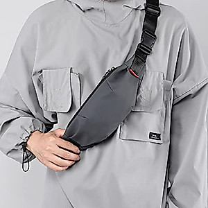 DAZZLESUN Men Waterproof Sling Bag Travel Waist Bag Woman Lightweight Gray Crossbody Shoulder Backpack for Biking Hiking Work