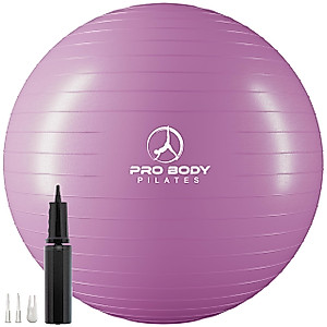 ProBody Pilates Ball Exercise Ball, Yoga Ball Chair, Multiple Sizes Stability Ball Chair, Gym Grade Birthing Ball for Pregnancy, Fitness, Balance, Workout and Physical Therapy Ball (Purple, 65cm)