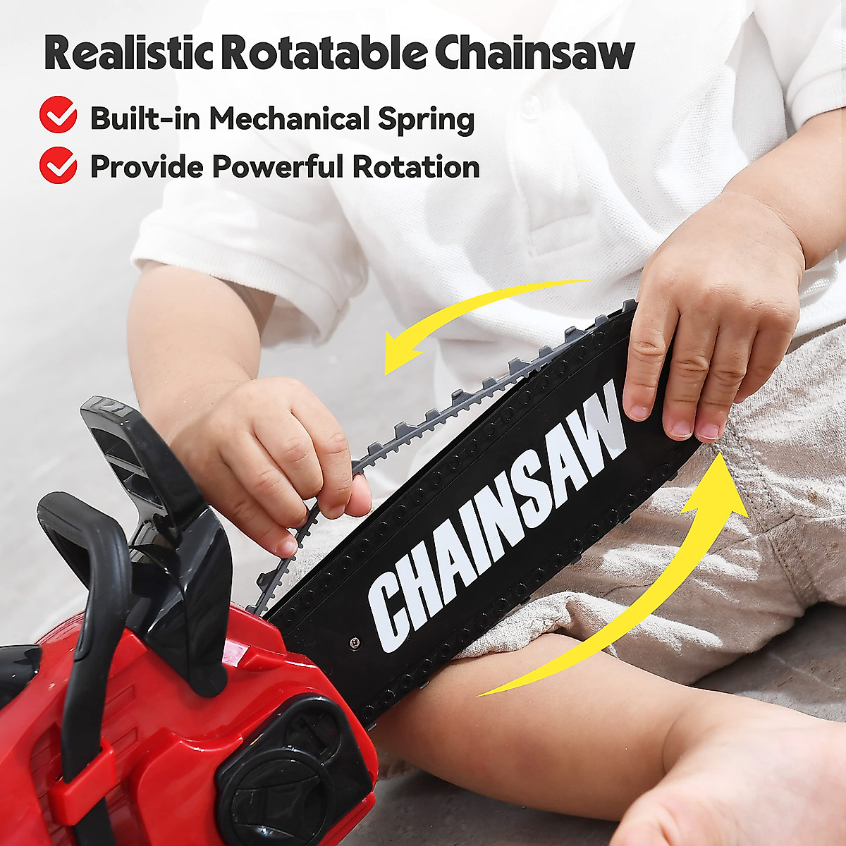 Toy Choi's Toy Chainsaw - Chainsaw Toy for Kids Power Tool Set with Realistic Sound, Pretend Play Kids Chainsaw Tool Set for Outdoor Gardening Play - kids toy for Boys Girls Ages 3 4 5 6 7 8 Years Old