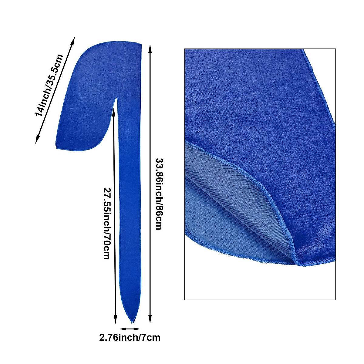 2 Pieces Velvet Baby Durags Kids Durag Caps 360 Wave Wide Strap Headwraps Long Tail Turban Beanies for Boys Girls (Black, Royal Blue)