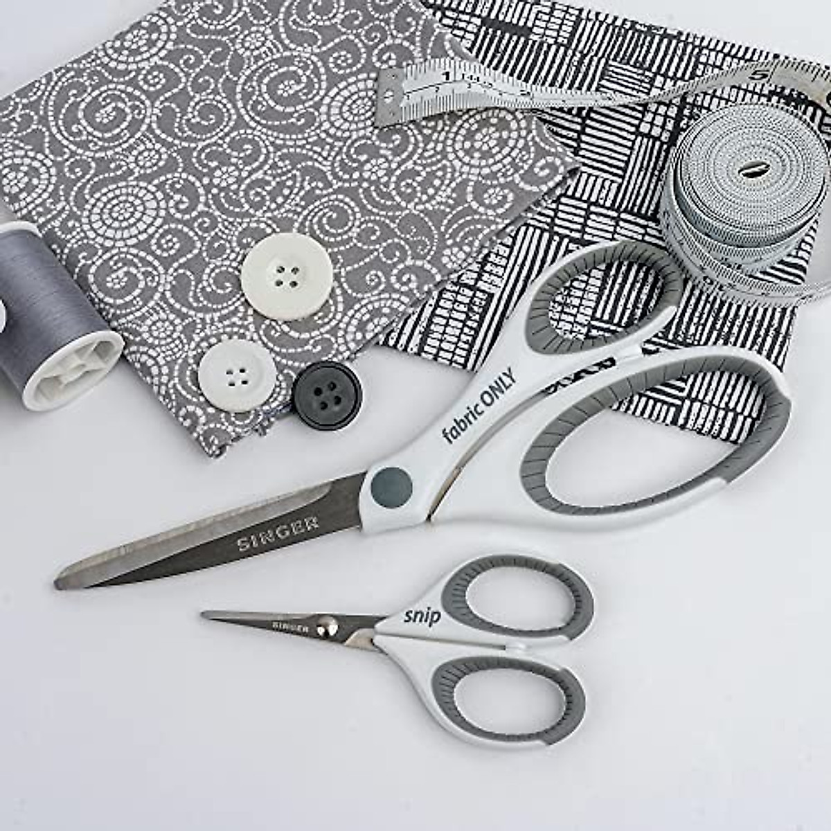 SINGER 07175 Sewing and Detail Scissors Set with Comfort Grip,White,pink