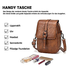 Women Vintage Crossbody Phone Bag, Small Messenger Shoulder Bag Cash Handbag Wallet Purse