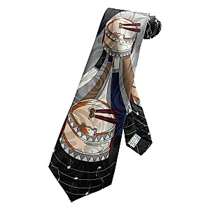 Mens Snare Drum Drumset Drums Drummer Set Percussion Necktie | Black | Neck Tie (Navy Blue)