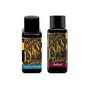 Diamine Fountain Pen Ink 30ml Oxblood & Aurora Borealis - 2 Pack