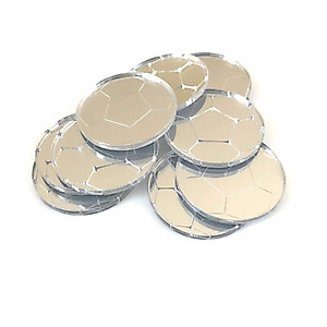 Super Cool Creations Football Shaped Crafting Mirrors, Set of 10, Many Colours, Shatterproof Acrylic, Silver Mirror, Pack of 10 x 5cm
