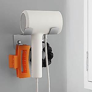 WONZON Hair Dryer Holder Wall Mount Blow Dryer Hanger Stand Rack Countertop Hair Dryer Bracket Hair Tool Organizer Storage（Silver）
