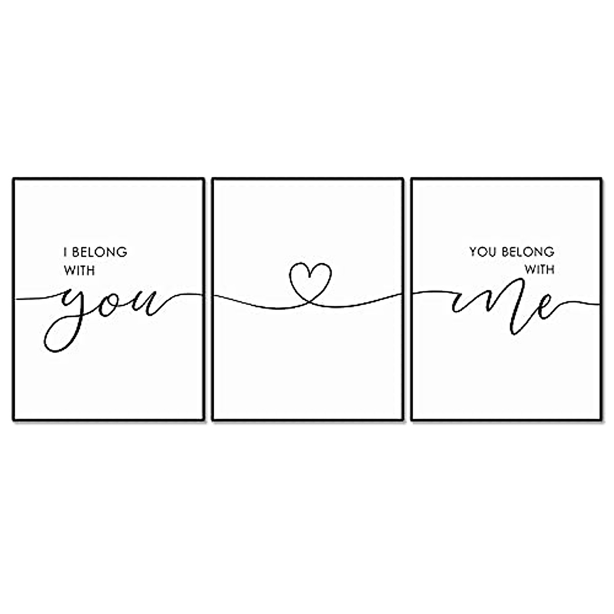 I Belong With You, You belong With Me Print, Set Of 3 Wall Art, Bedroom Quote Print, Minimalist Wall Art, Birthday & Anniversary Gift, 11x14inch Unframed