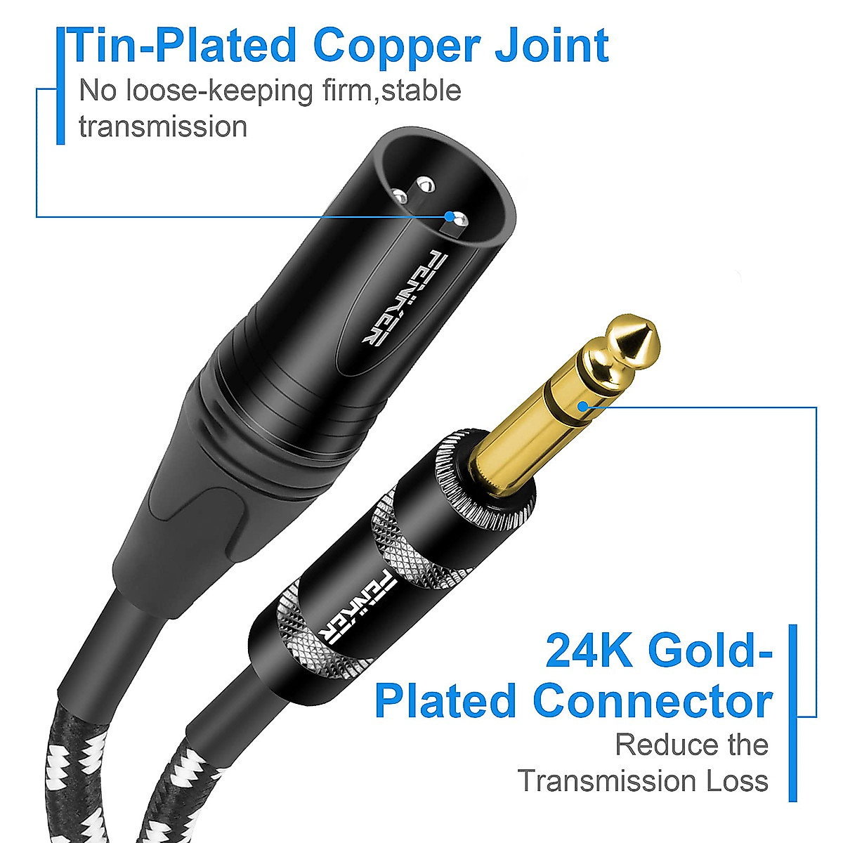 Penker XLR Cable,3ft 2 Pack Microphone Cable, XLR Male to Female Balanced Microphone Cord 3 pin, 3 Foot Short mic Cord,Black & Silver 2 Pack Design for XLR Male to Female