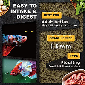 Ultra Fresh Betta Fish Food, Betta Pro Shrimp Patties, 50% Sword Prawns + Akiami Paste Shrimps, All Natural Protein, Rich in Calcium, for Betta's Healthy Development and Cleaner Water, 1.87 oz