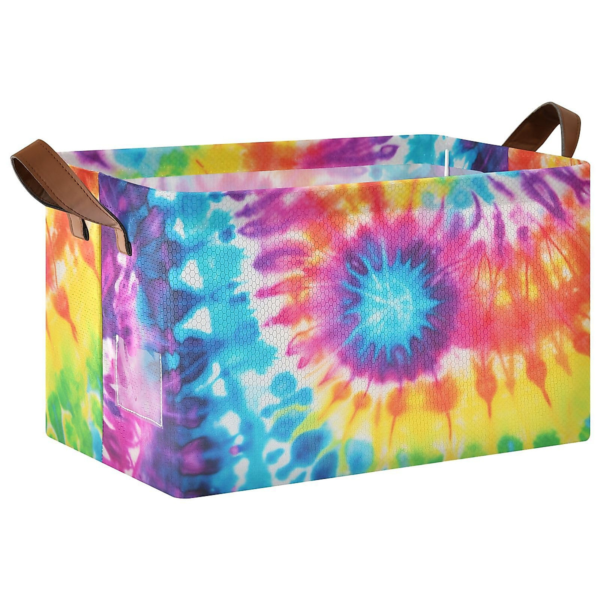 ZENWAWA Storage Cubes 1 Pack Tie Dye Rainbow Print with Foldable Steel Frame Water Resistant Fabric, Storage Bins Baskets for Closet Shelf Organizer 16.9×11.4×7.7 inches