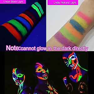 Glow in The Black Light UV Face Paint Crayon, Black Light Neon Face & Body Paint Non Toxic Fluorescent Mardi Gras Halloween Makeup Marker for Kids