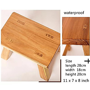 XDSTOOL Small Stool Wooden Step Stool Footstool Solid Wood 8 inch for Kids Adults Plant Stand Fishing Stool (Brown)
