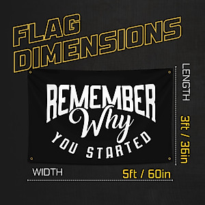 Gold Trident Remember Why You Started Motivational Gym Banner - Inspire Your Workout with this Banner - Perfect Fitness Wall Decor for Gym, Dorm - Stay Motivated with Cool Motivation Art - 3x5 Feet