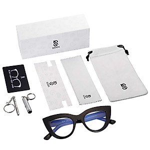 SOJOS Blue Light Blocking Glasses Retro Vintage Cateye Eyeglasses for Women Plastic Frame Hipster Party SJ5025 with Black Frame/Anti-Blue light Lens