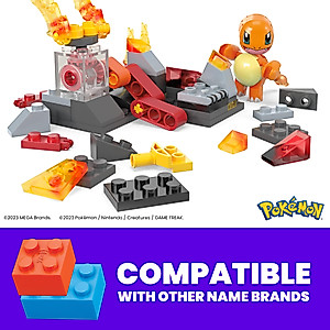 Mega Pokémon Building Toys Set Charmander’s Fire-Type Spin with 81 Pieces, 1 Poseable Character and Motion, for Kids