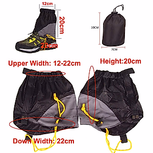 DDJOY Avadic Hiking Leg Gaiters, Waterproof Low Shoe Gaiters, Lightweight Adjustable Snow Boot Ankle Gaiters for Hiking, Hunting, Climbing, Woodcutting, Grey