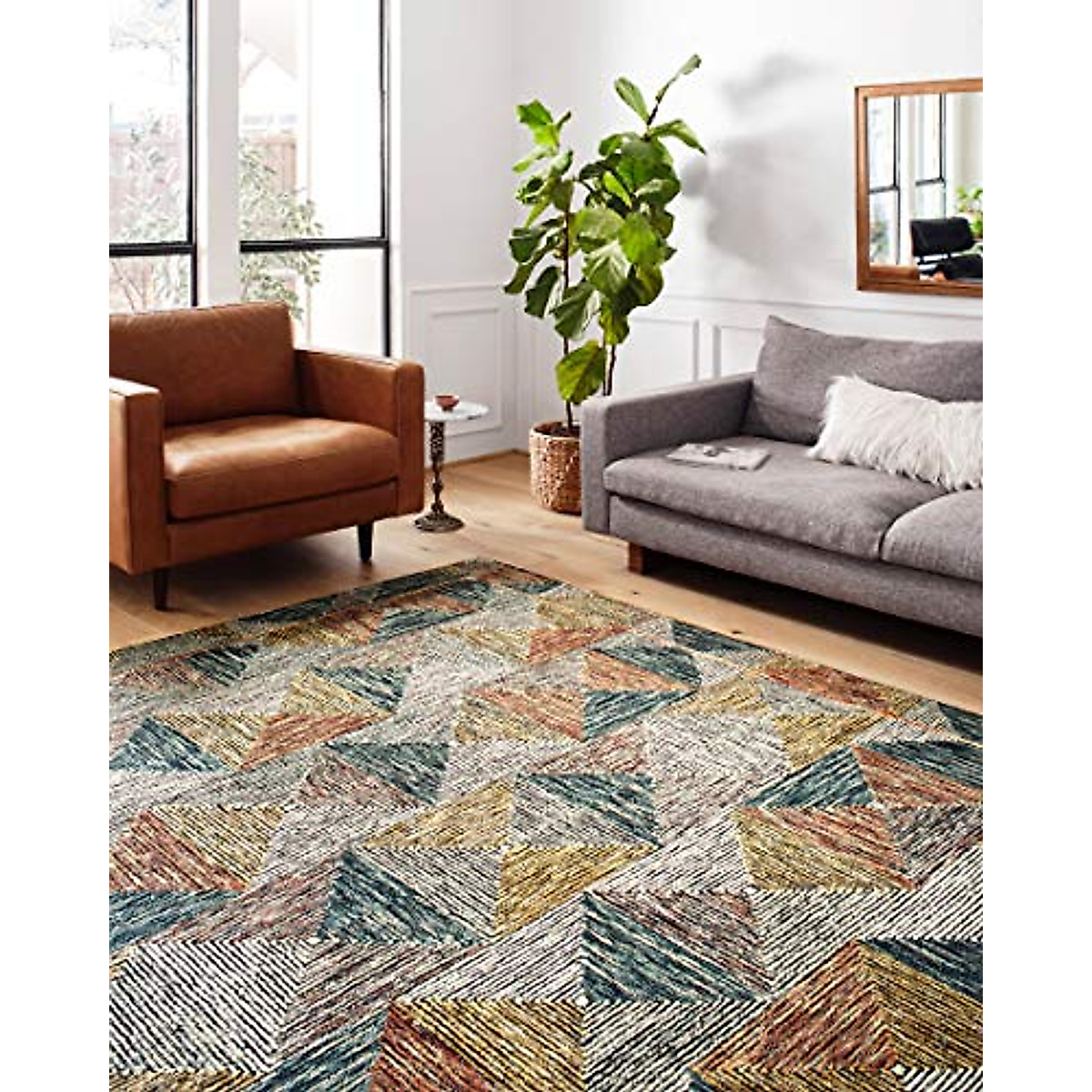 Loloi II Spectrum Collection SPE-01 Lagoon/Spice, Contemporary 7'-9" x 9'-9" Area Rug