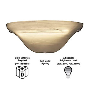 It's Exciting Lighting IEL-4300 Frosted Marble Glass Half Moon Sconce With Frosted Marbleized Glass Shade In Half Moon Shape, Battery Operated With No Electrical Outlet Required