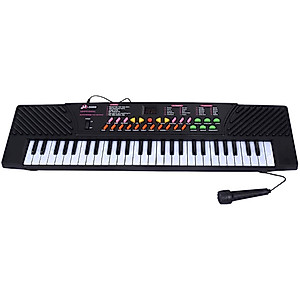 GOFLAME 54-Key Electronic Keyboard Piano with LED Digital Display, Portable Electronic Musical Instrument with Microphone & Adapter, Suitable for Kids and Beginners (Black)