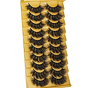 Eyelashes Mink Lashes Fluffy Natural Look Wispy Full Eye Lashes 8D 20 mm Long C Curl Strip Eyelashes Pack 10 Pairs Reusable Fake Eyelashes That Look Like Extensions by GODDVENUS