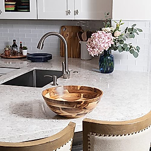 Lipper International Acacia Footed Round Flared Serving Bowl for Fruits or Salads, Large, 13.75" Diameter x 5" Height, Single Bowl