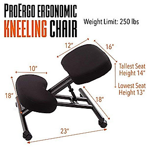 Posture Pro Ergonomic Kneeling Chair with Wheels | Fully Adjustable Mobile Office Seating | Improve Posture & Relieve Back Pain | Easy Assembly | Kneeling Desk Chair for Home, Office & School (Black)