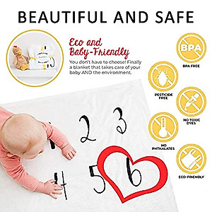 Prazoli White Baby Milestone Blanket Unisex - Baby Month Blanket Gender Neutral