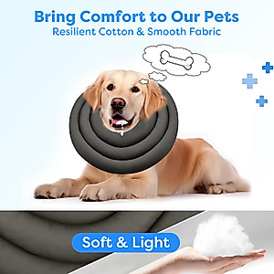 Dinram Soft Dog Cone for Recovery, Adjustable Pet Cone Alternative, Comfy Elizabethan Collar for Small Dogs and Cats After Surgery, Grey, S