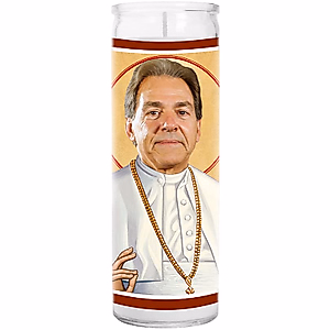 Saban Celebrity Prayer Candle - Funny Saint Candle - 8 inch Glass Prayer Votive - 100% Handmade in USA - Novelty Celebrity Gift