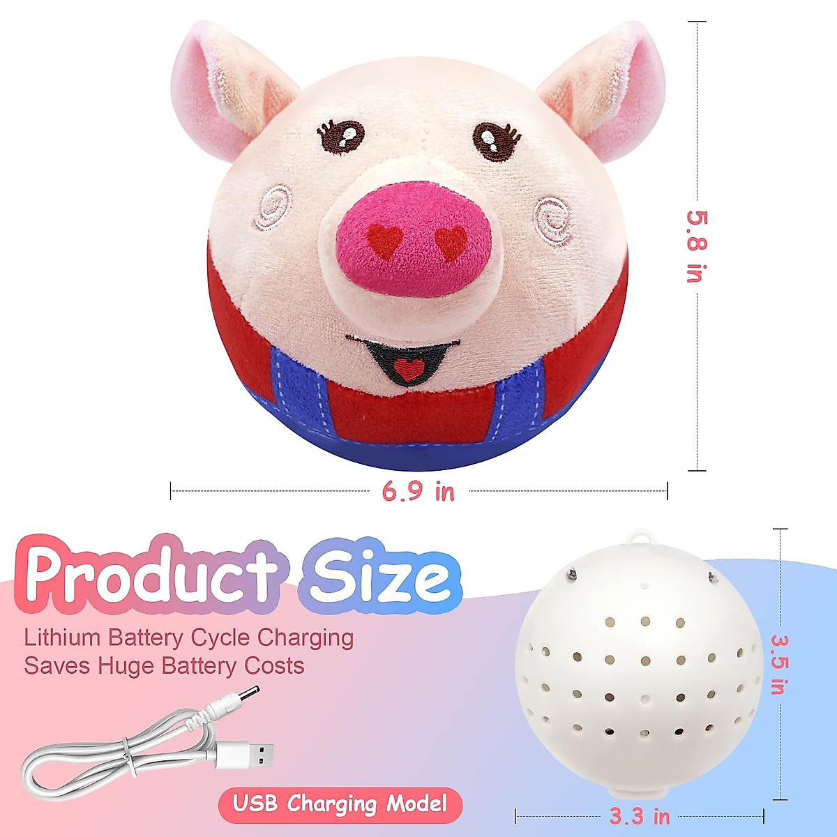 Dcoinc Interactive Dog Toys for Boredom, Squeaky Dog Toys with Automatic Rolling Jumping Wiggling, Washable Dog Chew Toys Pet Plush Toys for Puppy/Small/Medium/Large Dogs Chasing