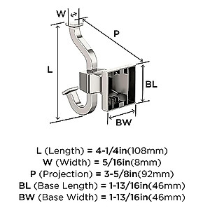 Amerock BH36020PN | Polished Nickel Single Robe Hook | 4-1/4 in. (108 mm) Length Towel Holder | Mulholland | Towel Hook for Bathroom | Bathroom Hardware | Bath Accessories