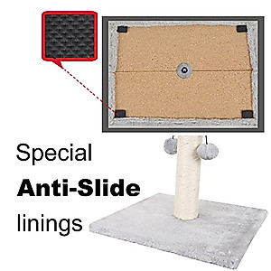 Dimaka Cat Scratching Post, Natural Sisal Rope Claw Scratcher Post with 4 Hanging Toy Balls for Indoor Cats and Kittens (25 inches for Kittens, Grey)