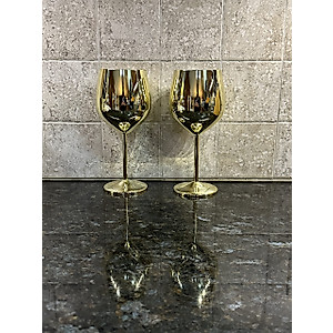 K&K Home Stainless Steel Unbreakable Gold Wine Glasses - oz - Set of 2 Colored, Elegant Metal Wine Goblets - Perfect for Outdoors, Weddings, and Parties - Unique Wine Gifts