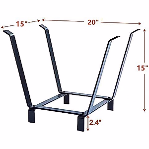 GREEN PARTY Firewood Rack 20 Inch Indoor/Outdoor Firewood Holder, Log Rack Wood Holder for Fireplace, Kindling Wood Storage and Wood Stove Accessories(Black)