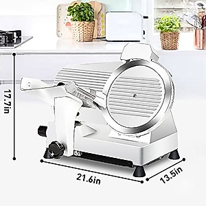 Meat Slicer,10" Premium Steel Blade Home and for Commercial Meat Slicer Stainless Steel Semi-Auto bread slicer, Cheese Food Electric Deli Slicer.
