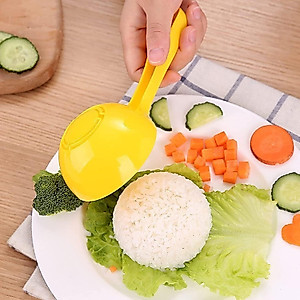 4 Pcs Rice Paddle Scoop Mold For Rice Ball Making, Non-stick Sushi Mold Rice Ball Scooper Rice Spatula Kitchen Gadge Yellow for Home Kitchen Restaurant Sushi Making Rice and Potato Servers